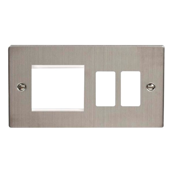 Click Deco Victorian Stainless Steel 2 Gang GridPro and Twin New Media ...