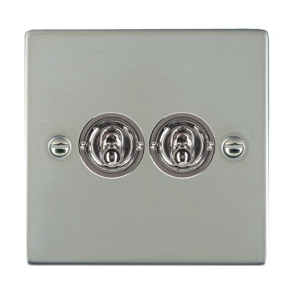 Hamilton Sheer Bright Steel 2 Gang 20AX 2 Way Toggle Switch with Bright ...