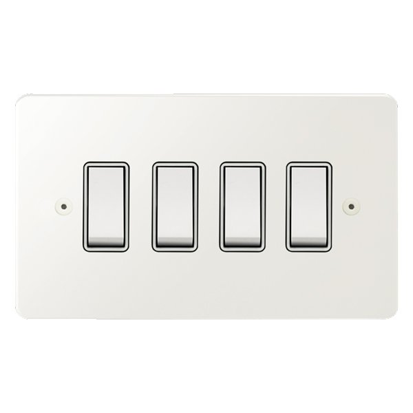 Focus SB Ambassador 4 Gang 20A 2 Way Rocker Switch In Matt White with ...