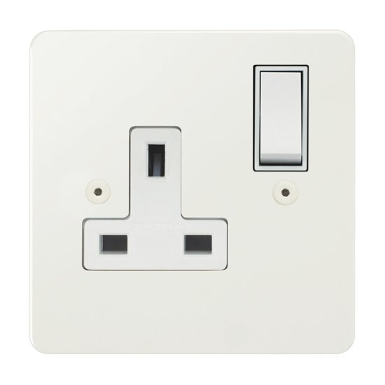 Focus SB Ambassador 1 Gang 13A Switched Socket In Matt White with White ...