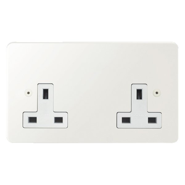 Focus SB Ambassador 2 Gang 13A Unswitched Socket In Matt White with ...