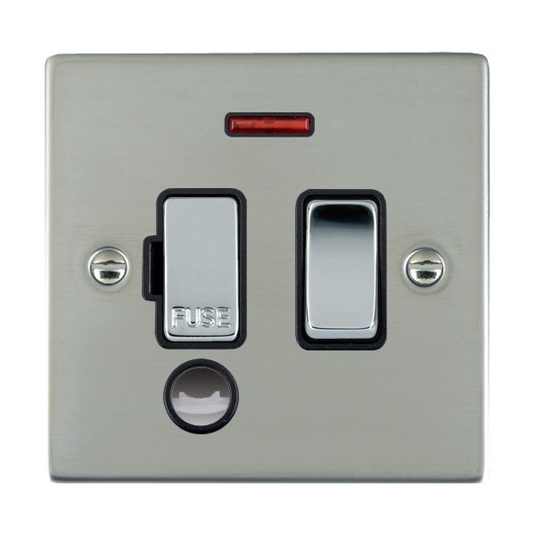 Hamilton Sheer Bright Steel 13A Double Pole Switched Fused Spur, Neon ...