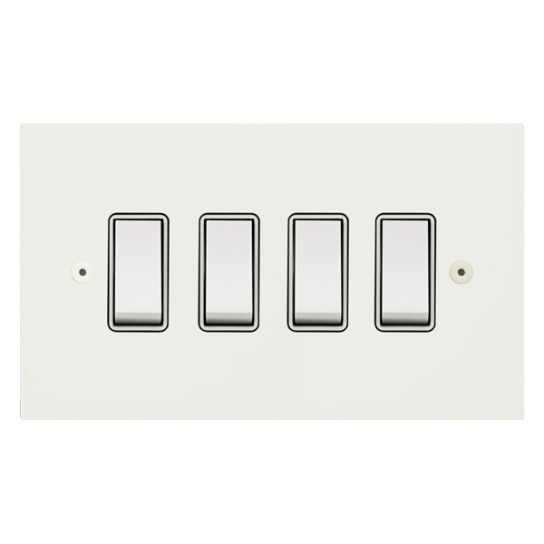 Focus SB Ambassador Square Corners 4 Gang 20A 2 Way Rocker Switch In ...