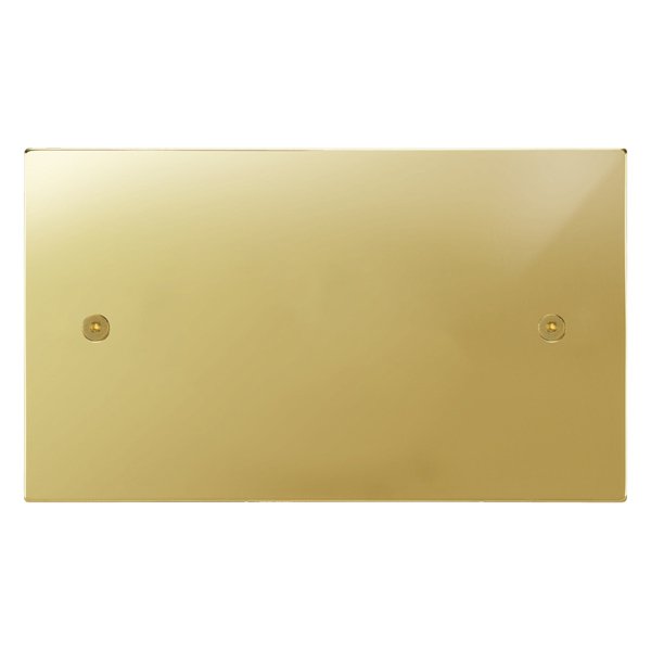 Focus SB Ambassador Square Corners 2 Gang Blank Plate In Polished Brass ...