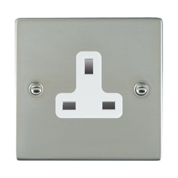 Hamilton Sheer Bright Steel 1 Gang 13A Unswitched Socket with White ...