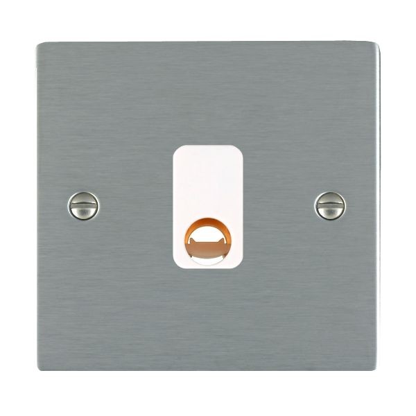 Hamilton Sheer Satin Steel 20A Cable Outlet with White Insert | UKES