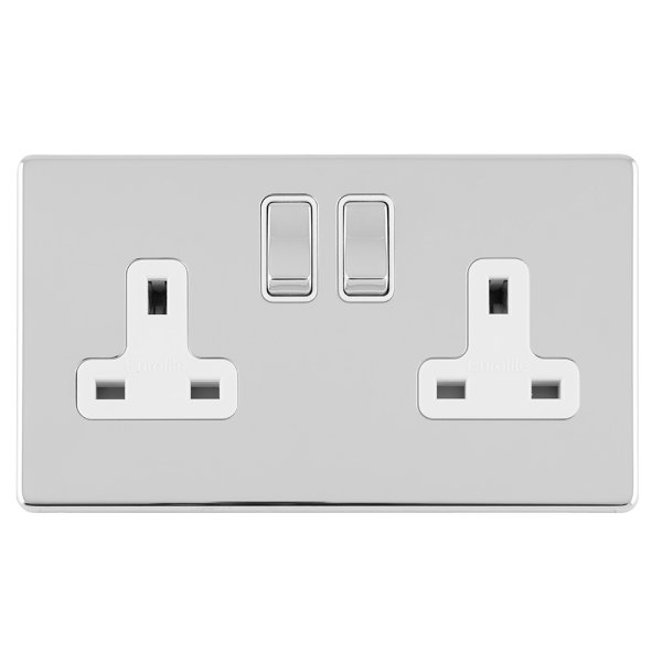 Eurolite Concealed 3mm Polished Chrome 2 Gang 13A Double Pole Switched ...