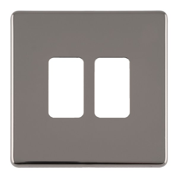 Eurolite Concealed 3mm Black Nickel 2 Gang Grid Faceplate | UKES