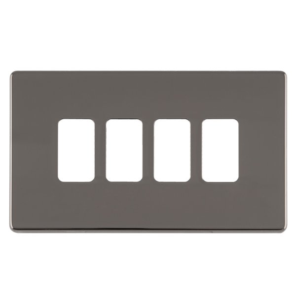 Eurolite Concealed 3mm Black Nickel 4 Gang Grid Faceplate | UKES