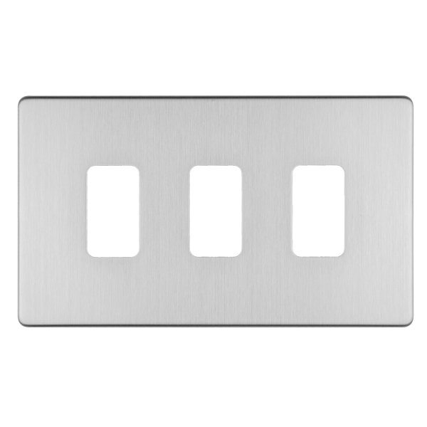 Eurolite Concealed 3mm Stainless Steel 3 Gang Grid Faceplate | UKES