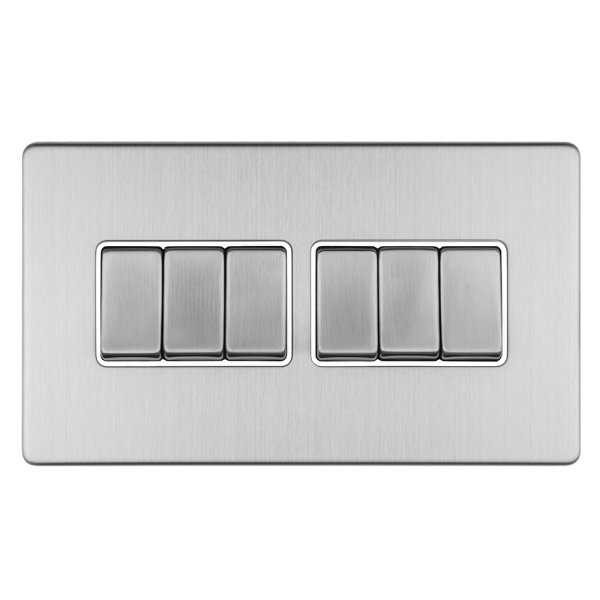Eurolite Concealed 3mm Stainless Steel 6 Gang 10A 2 Way Switch with ...