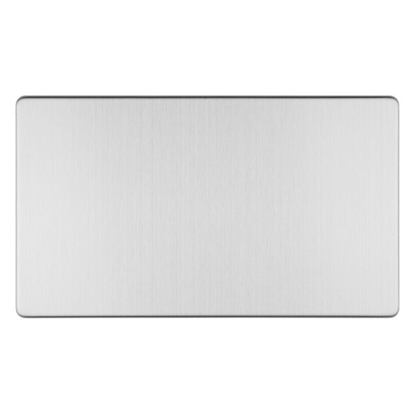 Eurolite Concealed 3mm Stainless Steel 2 Gang Blank Plate | UKES