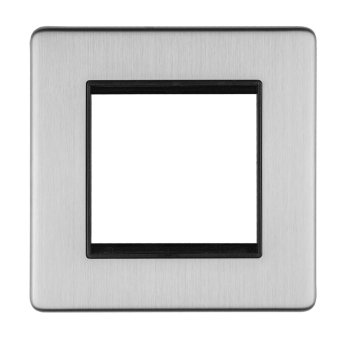Eurolite Concealed 3mm Stainless Steel 2 Gang Euro Plate with Black ...