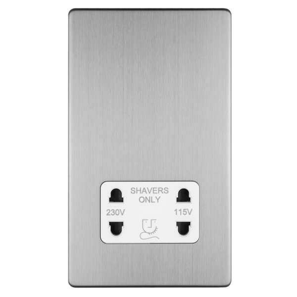 Eurolite Concealed 3mm Stainless Steel Dual Voltage Shaver Socket with ...