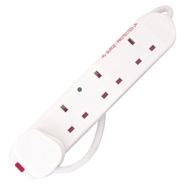 Selectric 2M 4 Gang 13A Anti-Surge/Spike Extension Lead with Green ...