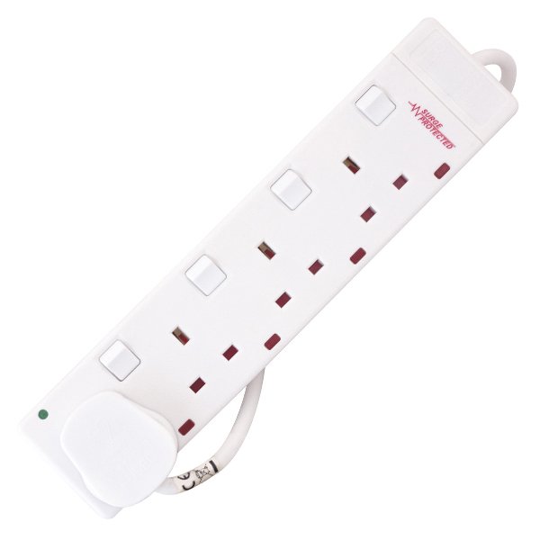 Selectric 2M 4 Gang 13A Anti-Surge/Spike Extension Lead with Green ...