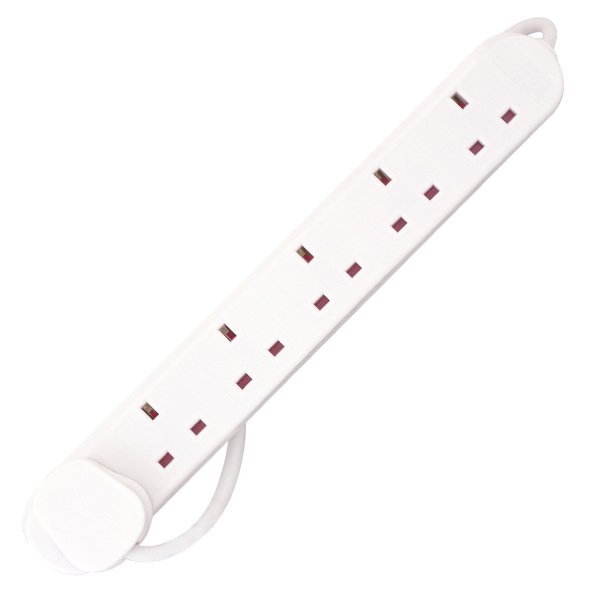 Selectric 2M 6 Gang 13A Round Edged Extension Lead – Unswitched | UKES