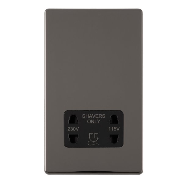 Eurolite Concealed 3mm Black Nickel Dual Voltage Shaver Socket | UKES