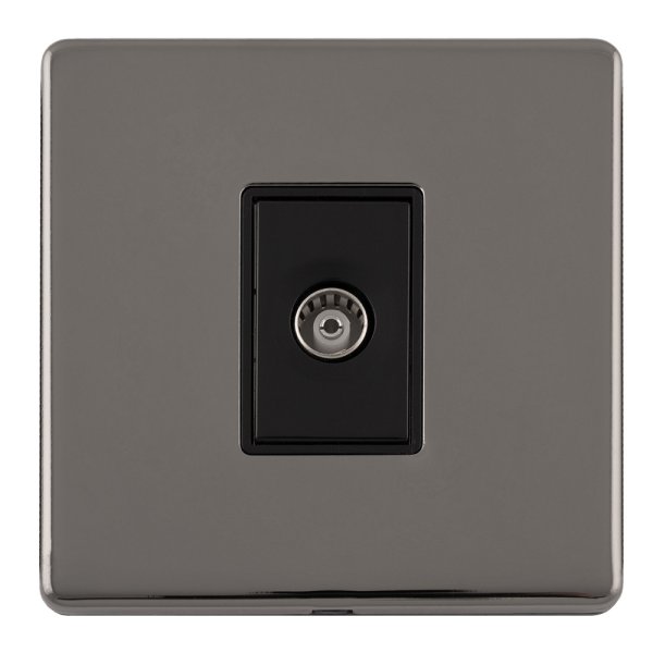 Eurolite Concealed 3mm Black Nickel 1 Gang TV Outlet | UKES