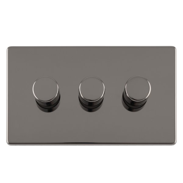 Eurolite Concealed 3mm Black Nickel 3 Gang LED Dimmer Switch | UKES