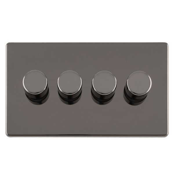 Eurolite Concealed 3mm Black Nickel 4 Gang LED Dimmer Switch | UKES