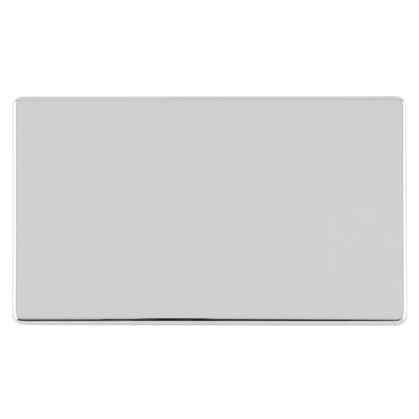 Eurolite Concealed 3mm Polished Chrome 2 Gang Blank Plate | UKES