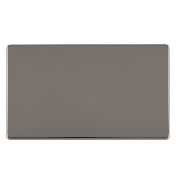 Eurolite Concealed 3mm Black Nickel 2 Gang Blank Plate | UKES