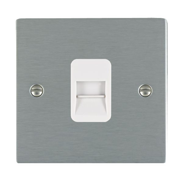 Hamilton Sheer Satin Steel 1 Gang Telephone Master Socket with White ...