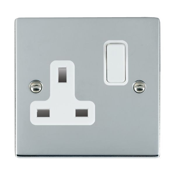 Hamilton Sheer Bright Chrome 1 Gang 13A Double Pole Switched Socket ...
