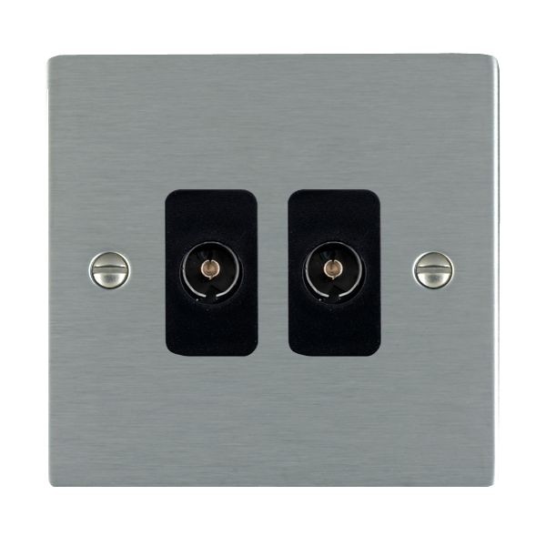 Hamilton Sheer Lacquered Satin Steel 2 Gang Non-Isolated 2 In/2 Out TV ...