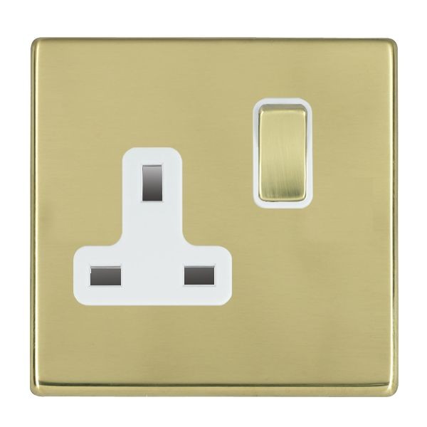 Hamilton Hartland CFX Polished Brass 1 Gang 13A Double Pole Switched Socket with Polished Brass ...