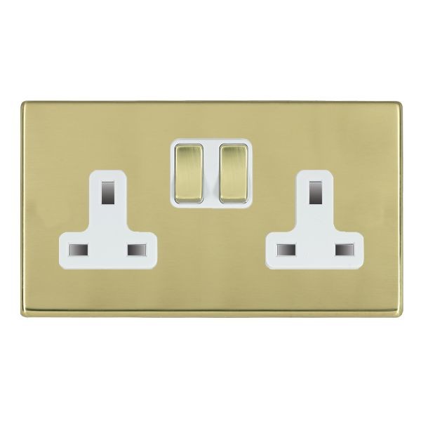 Hamilton Hartland CFX Polished Brass 2 Gang 13A Double Pole Switched Socket with Polished Brass ...
