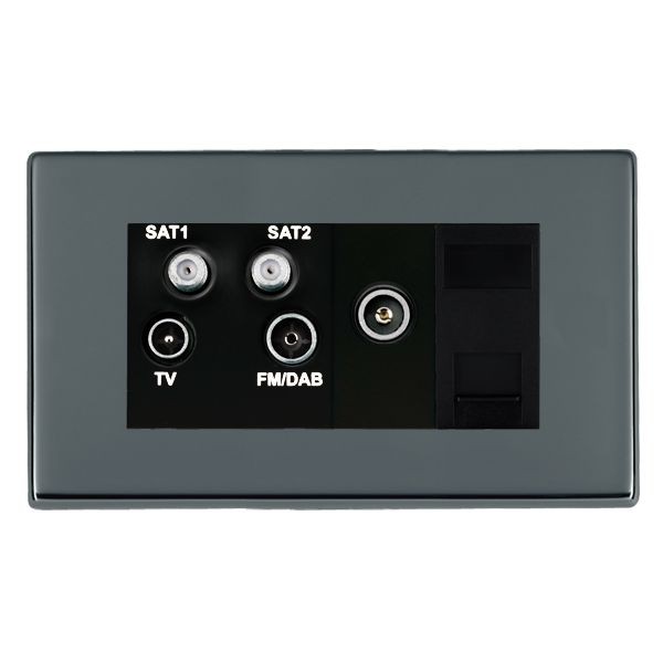 Hamilton Hartland CFX Black Nickel Non-Isolated TV+FM+SAT1+SAT2 2 In/4 ...