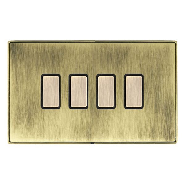 Hamilton Linea-Duo CFX Antique Brass Frame/Antique Brass Plate 4 Gang ...