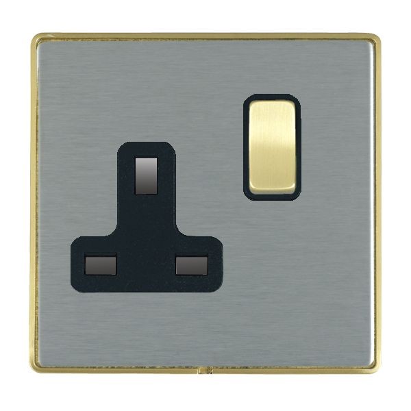 Hamilton Linea-Duo CFX Satin Brass Frame/Satin Steel Plate 1 Gang 13A ...
