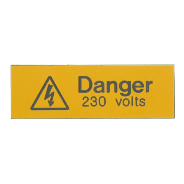 5 Rigid Engraved Danger 230 Volts Label, Stickers and Labels ...