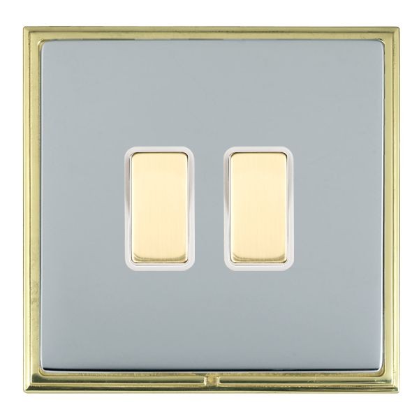 Hamilton Linea-Scala CFX Polished Brass Frame/Bright Steel Plate 2 Gang ...