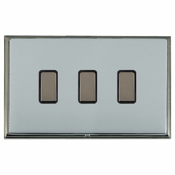 Hamilton Linea-Scala CFX Black Nickel Frame/Bright Steel Plate 3 Gang ...