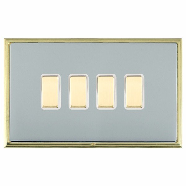 Hamilton Linea-Scala CFX Polished Brass Frame/Bright Steel Plate 4 Gang ...