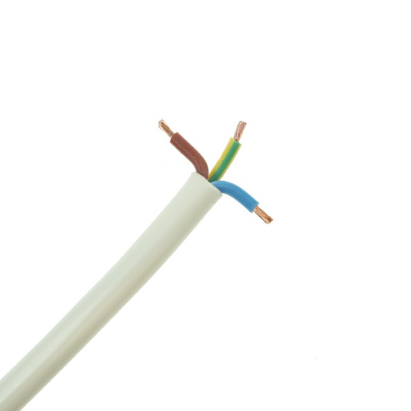 3 Metre Length of 1.00mm 3 Core White Flexible Cable | UKES