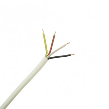 3 Metre Length of 0.75mm 4 Core White Flexible Cable | UKES