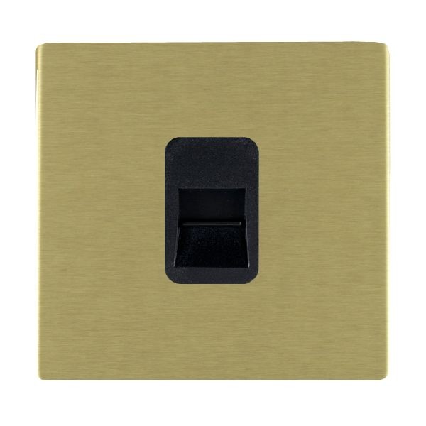 Hamilton Sheer CFX Satin Brass 1 Gang Telephone Slave Socket with Black ...