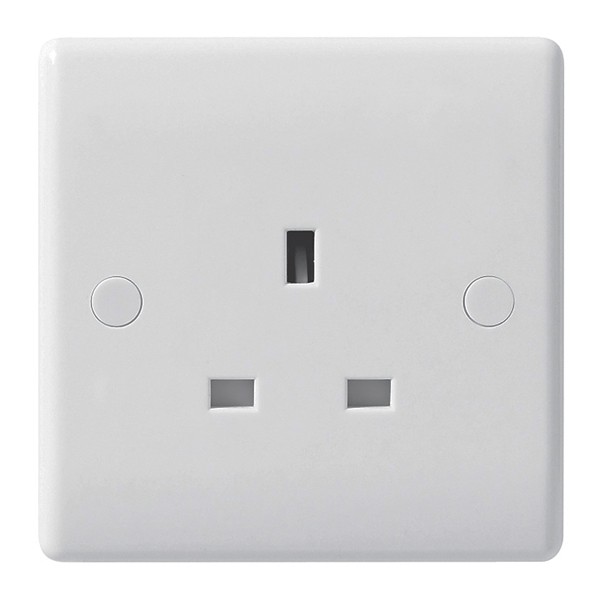 BG Electrical Nexus 13 Amp White PVC Single Unswitched Socket | UKES