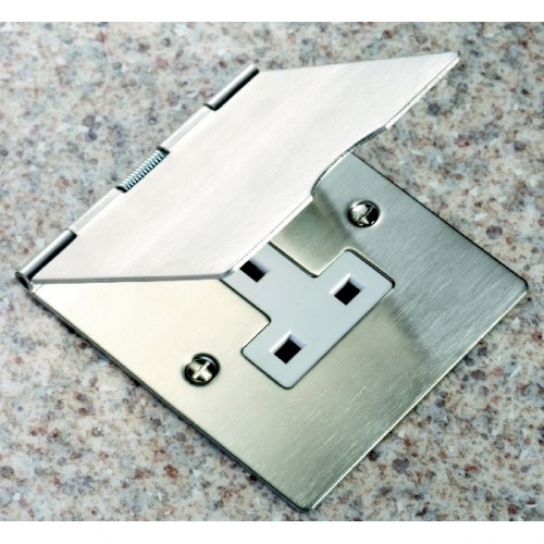 Hamilton Sheer Floor Satin Steel 1 Gang 13A Unswitched Socket with ...