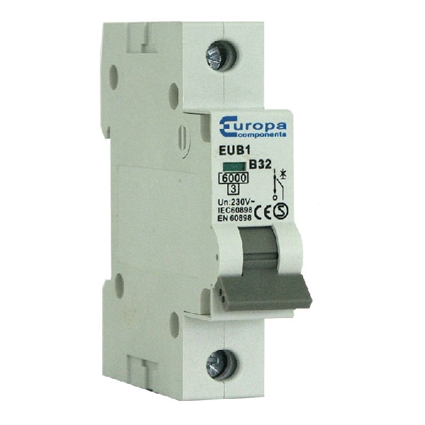 Europa EUB163B 63amp Type B 6kA Single Pole MCB | UKES