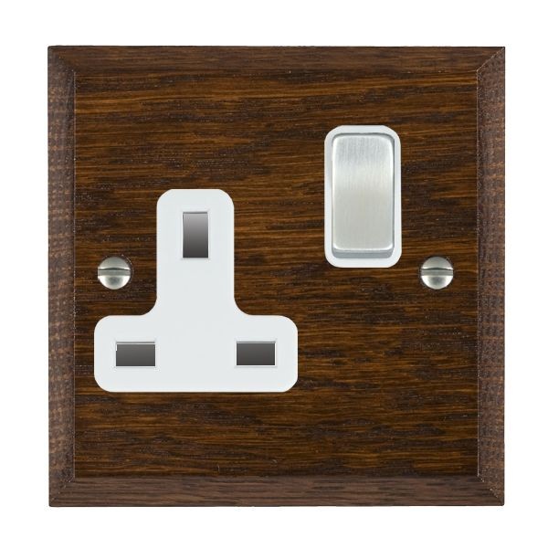 Hamilton Woods Chamfered Dark Oak 1 Gang 13A Double Pole Switched ...