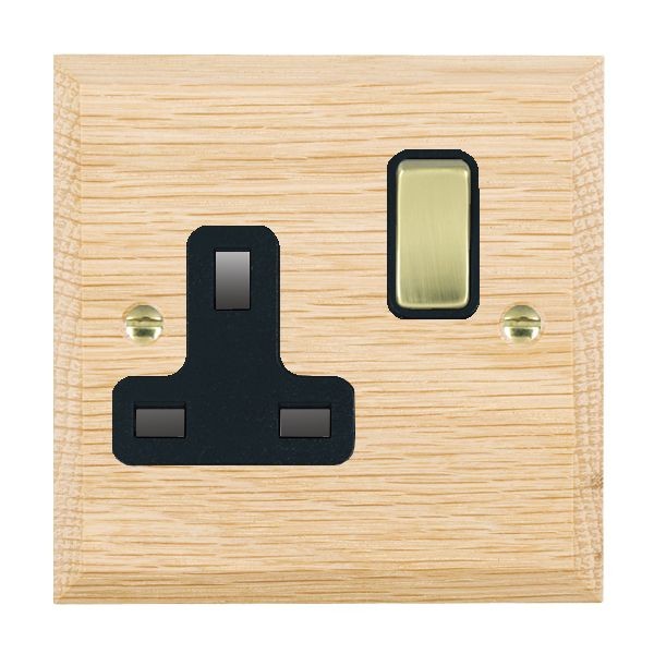 Hamilton Woods Chamfered Light Oak 1 Gang 13A Double Pole Switched ...