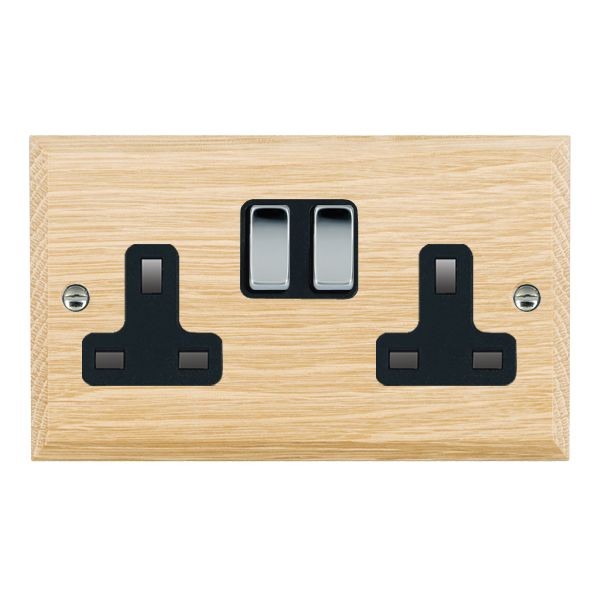 Hamilton Woods Chamfered Light Oak 2 Gang 13A Double Pole Switched ...