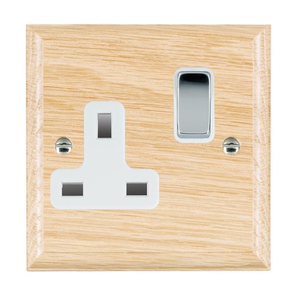 Hamilton Woods Ovolo Light Oak 1 Gang 13A Double Pole Switched Socket ...