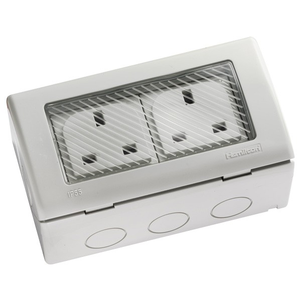 Hamilton IP55/66 Grey 2 Gang 13A IP55 Unswitched Socket | UKES